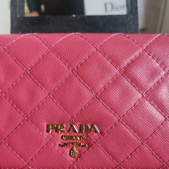 Prada | Bags | Prada Pink Quilted Snap Wallet | Poshmark